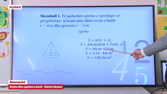 Klasa 8 - Matematikë - Rrjeta dhe syprina e konit - gjirafaVideo